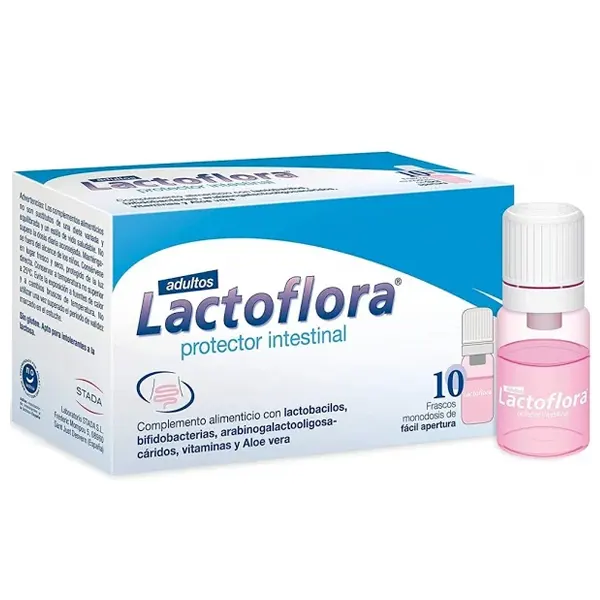 LACTOFLORA PROTECTOR INTESTINAL ADULTO 10 VIALES - farmaciaelbierzo.com